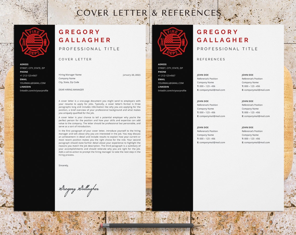 Firefighter Resume Template for Word, Fire Chief, Volunteer Firefighter ...