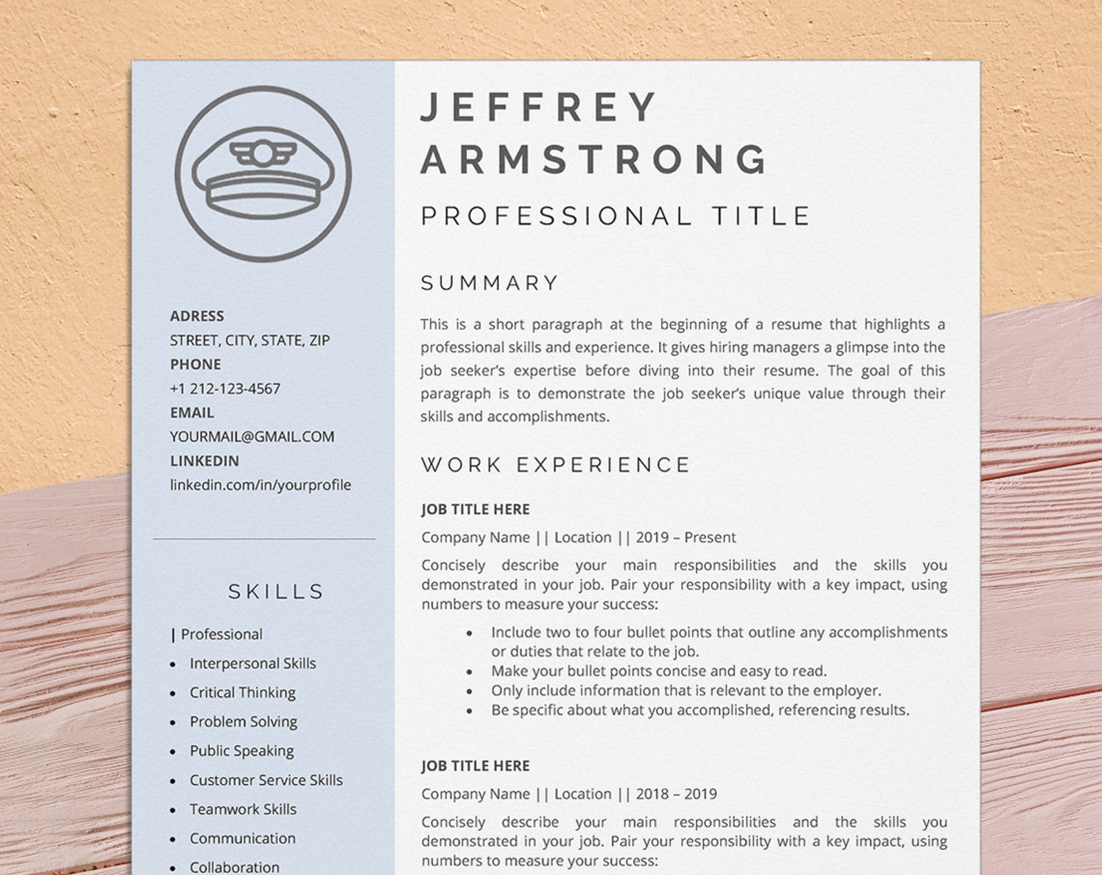 Pilot Resume Template for Word Airline Pilot Resume - Etsy
