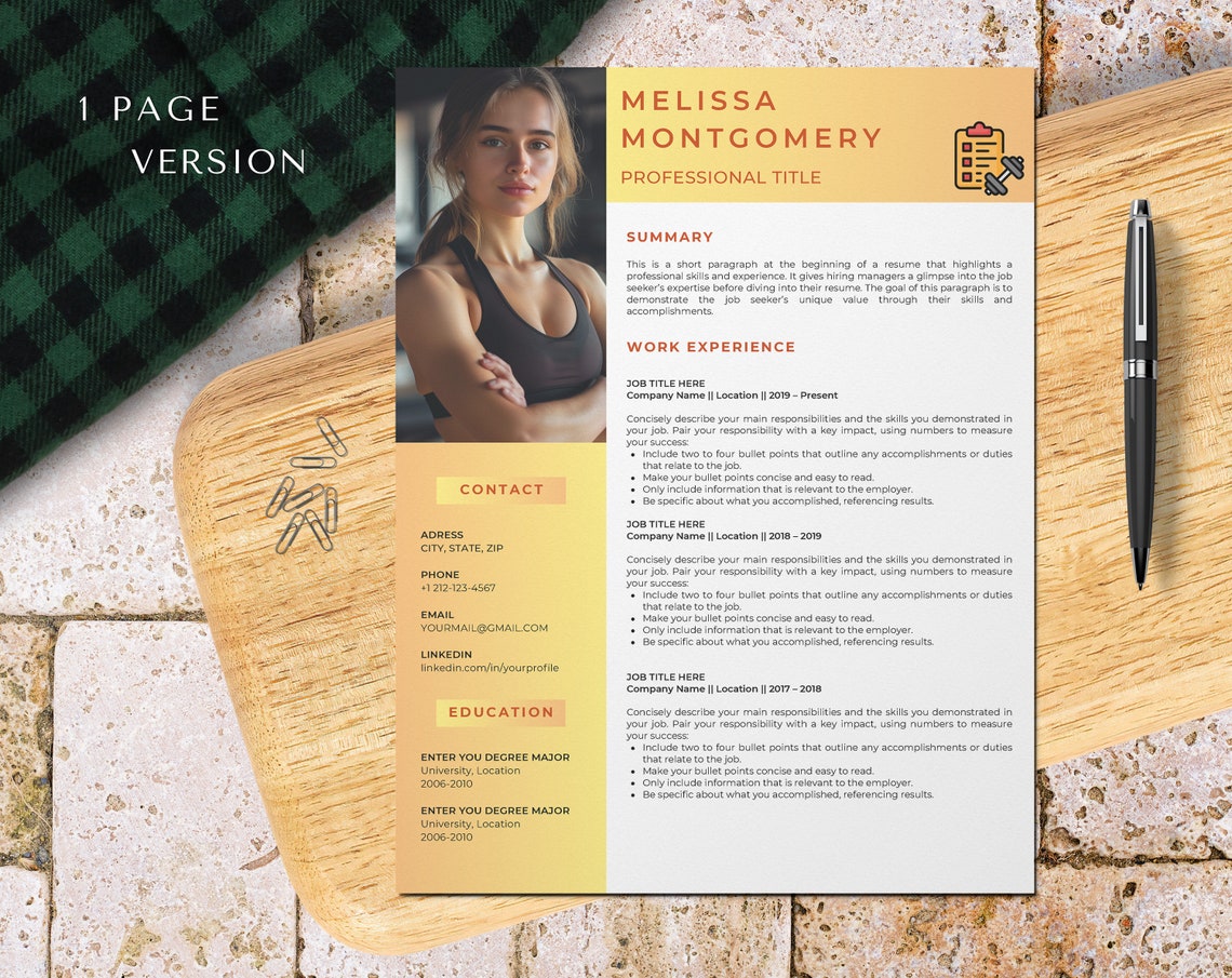 Fitness Instructor Resume Template for Canva, Fitness Trainer, Fitness ...