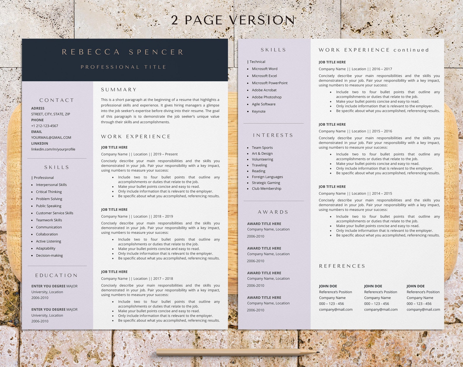 Federal Government Resume Template for Word, Military Resume, USA Jobs ...