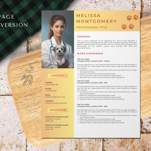 Veterinary Assistant Resume Template With Photo for Canva, Veterinary ...