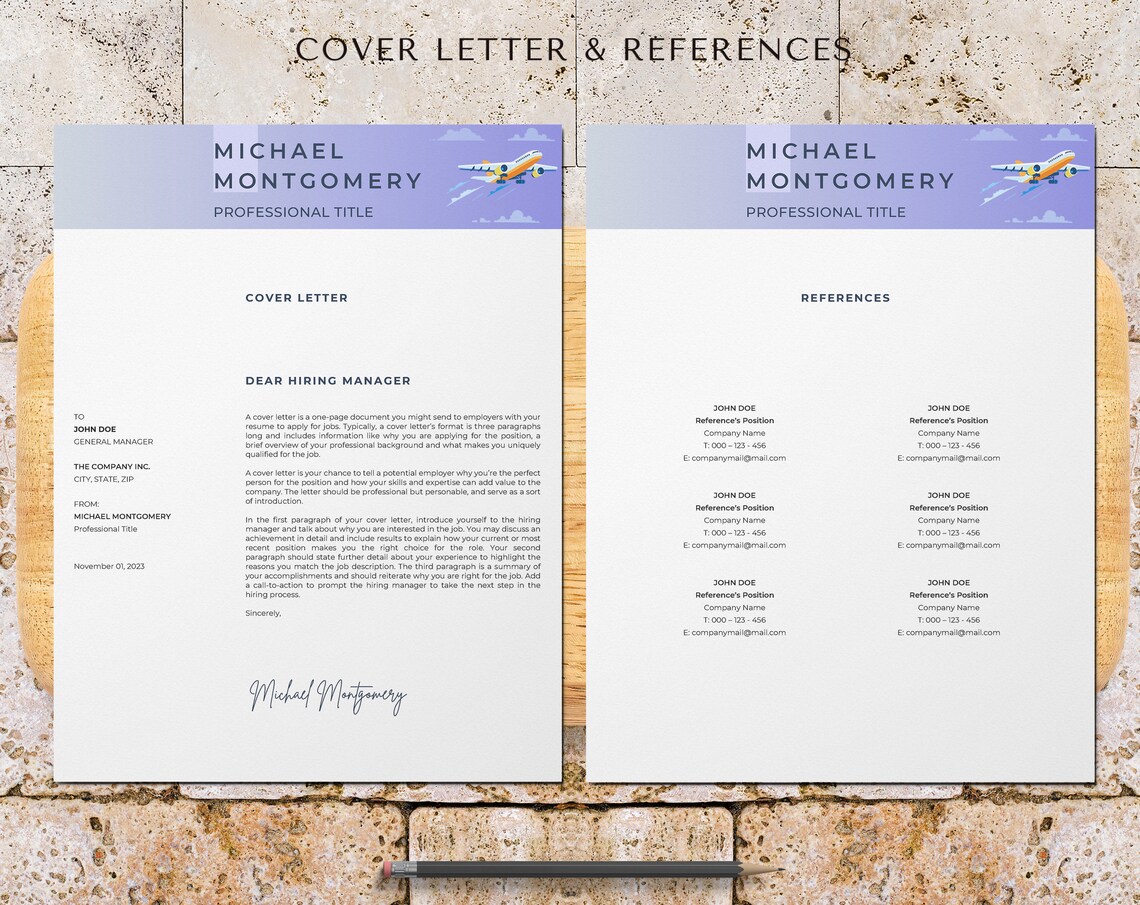 Pilot Resume Template With Photo for Canva, Airline Pilot Resume ...