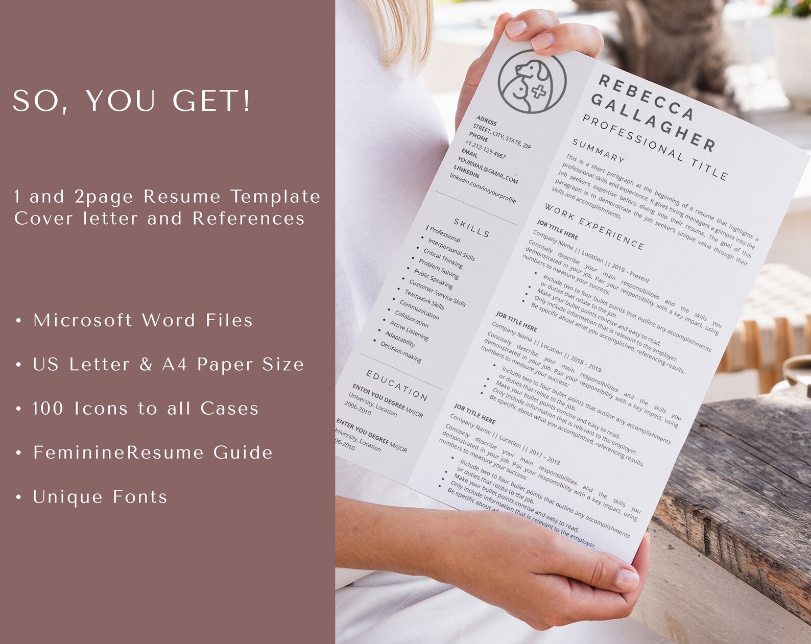 Vet Tech Resume Template for Word, Veterinary Technician, Veterinary ...