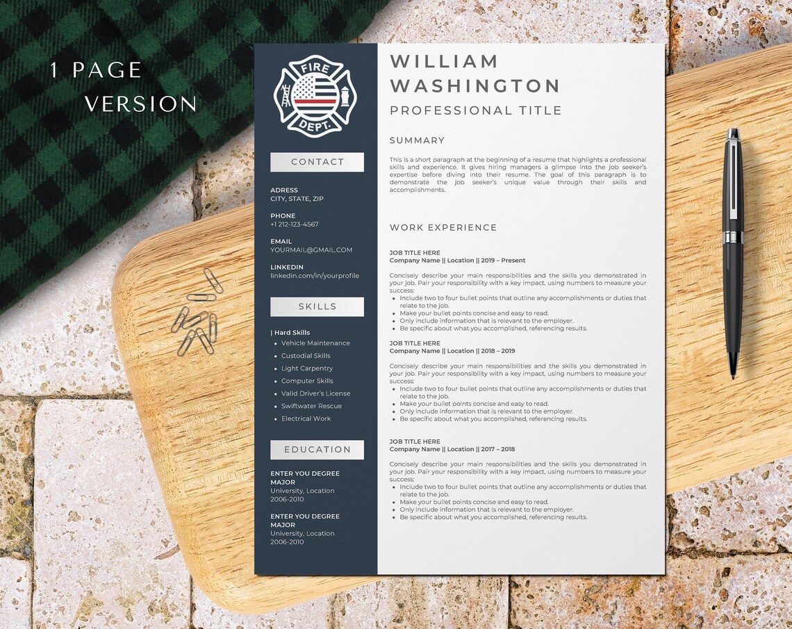 Firefighters Resume Template for Canva, Fire Dispatchers Cv, Fire ...