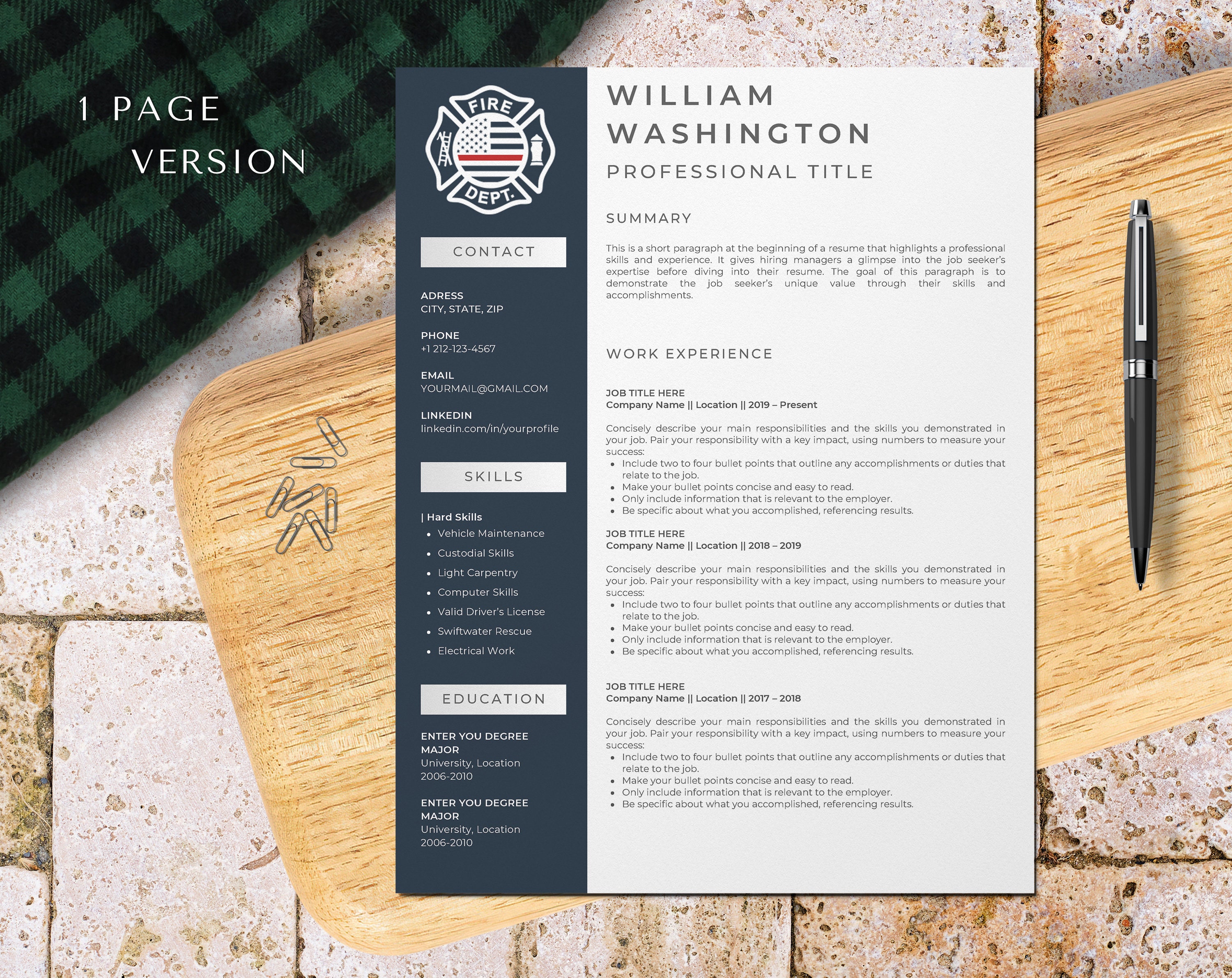 Firefighters Resume Template for Canva, Fire Dispatchers Cv, Fire ...