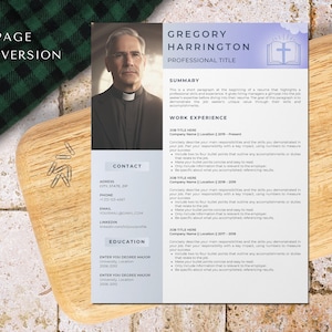 Pastor Resume Template for Canva, Church Resume, Religion Cv, Chaplain ...