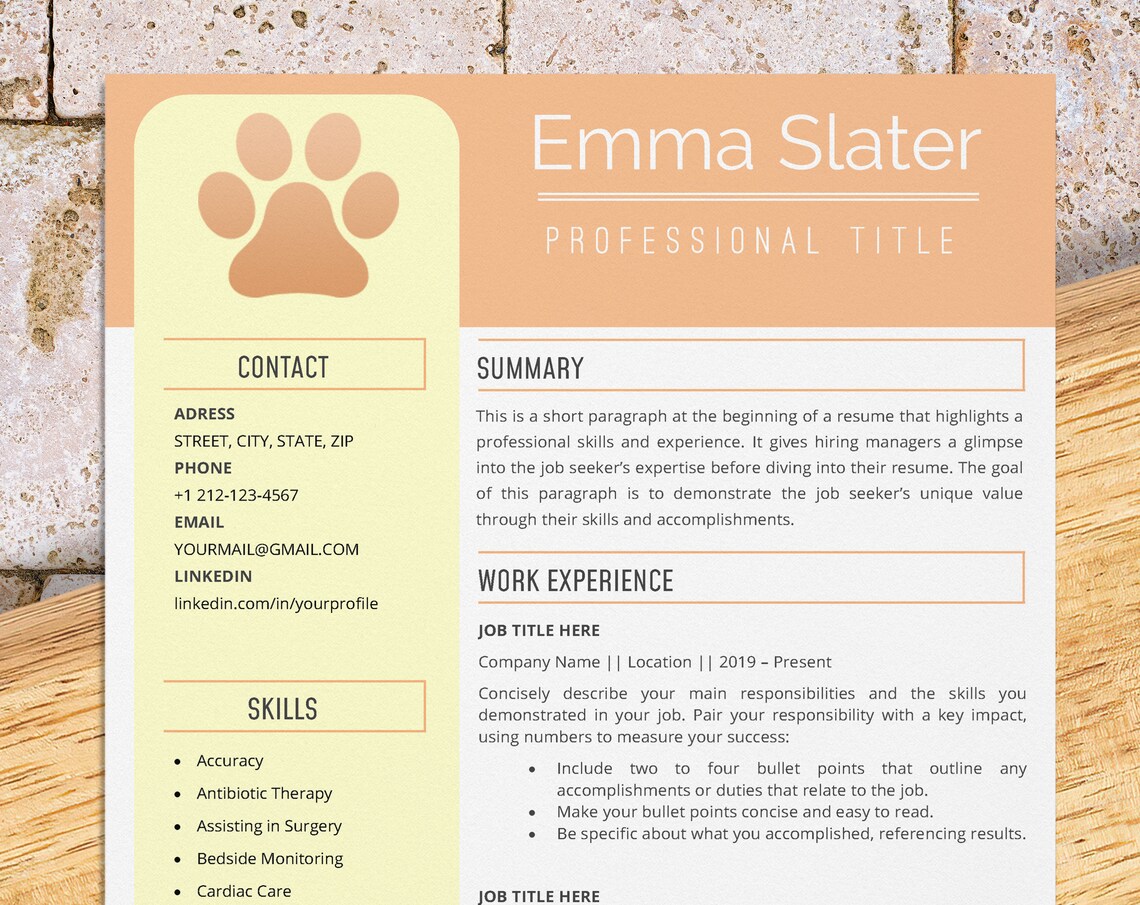 Veterinarian & Veterinary Assistant Resume Template and Cover Letter ...