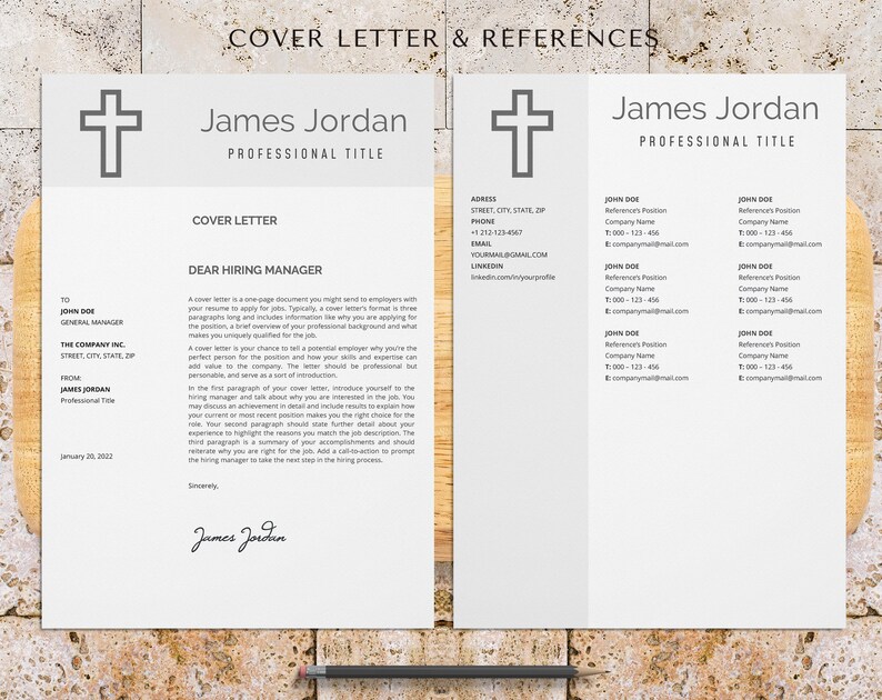 Pastor Resume Template and Cover Letter for Word, Religion Teacher ...