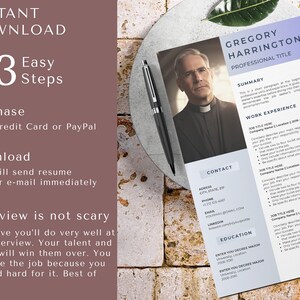 Pastor Resume Template for Canva, Church Resume, Religion Cv, Chaplain ...