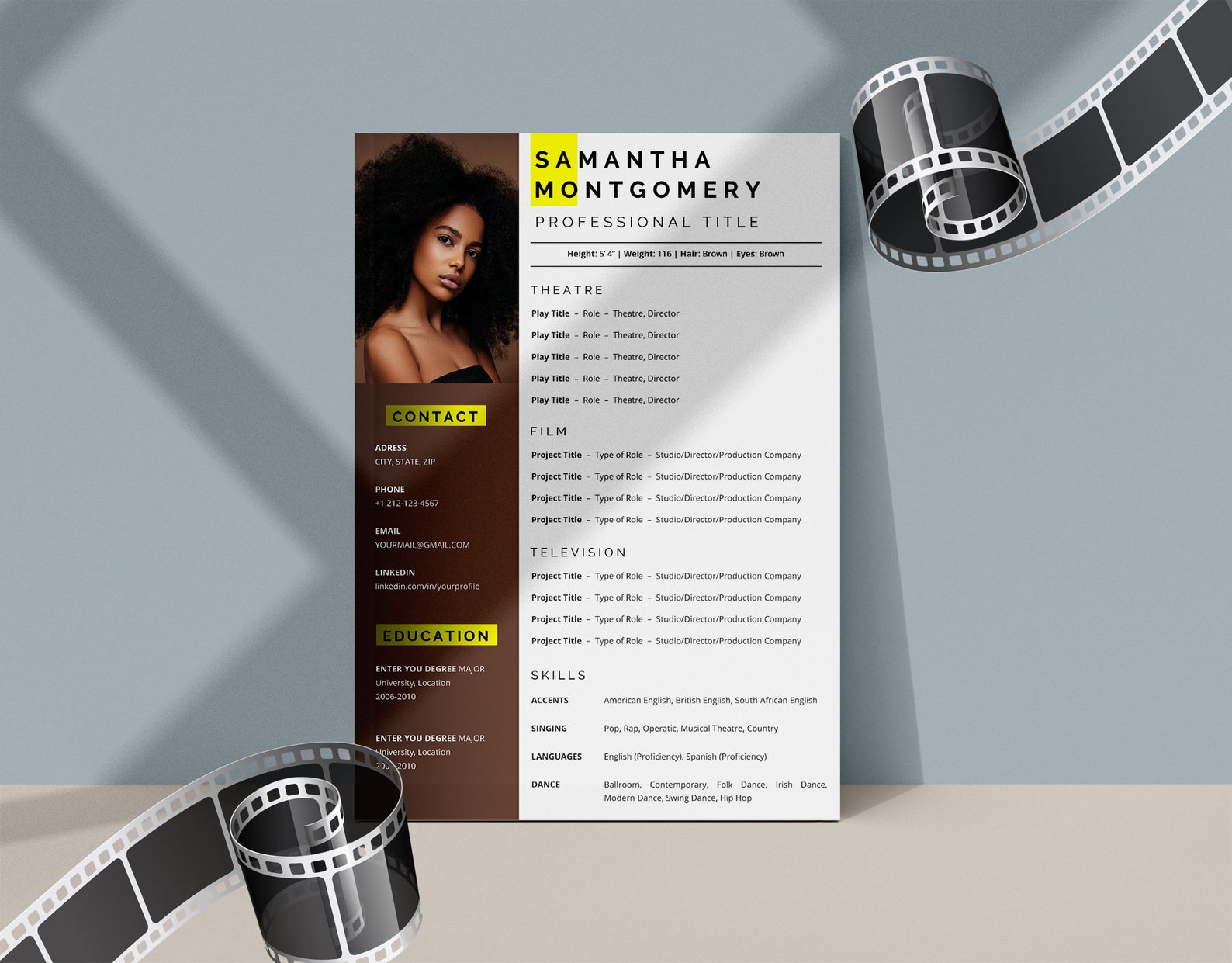 Acting Resume Template With Photo for Word Actor and Actress - Etsy