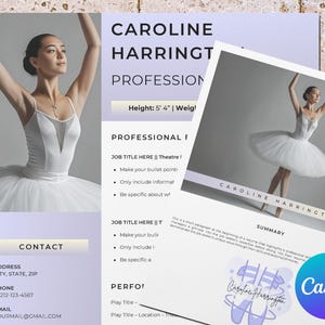 Ballet Resume Template for Canva: Perfect for Showcasing Your Ballerina ...