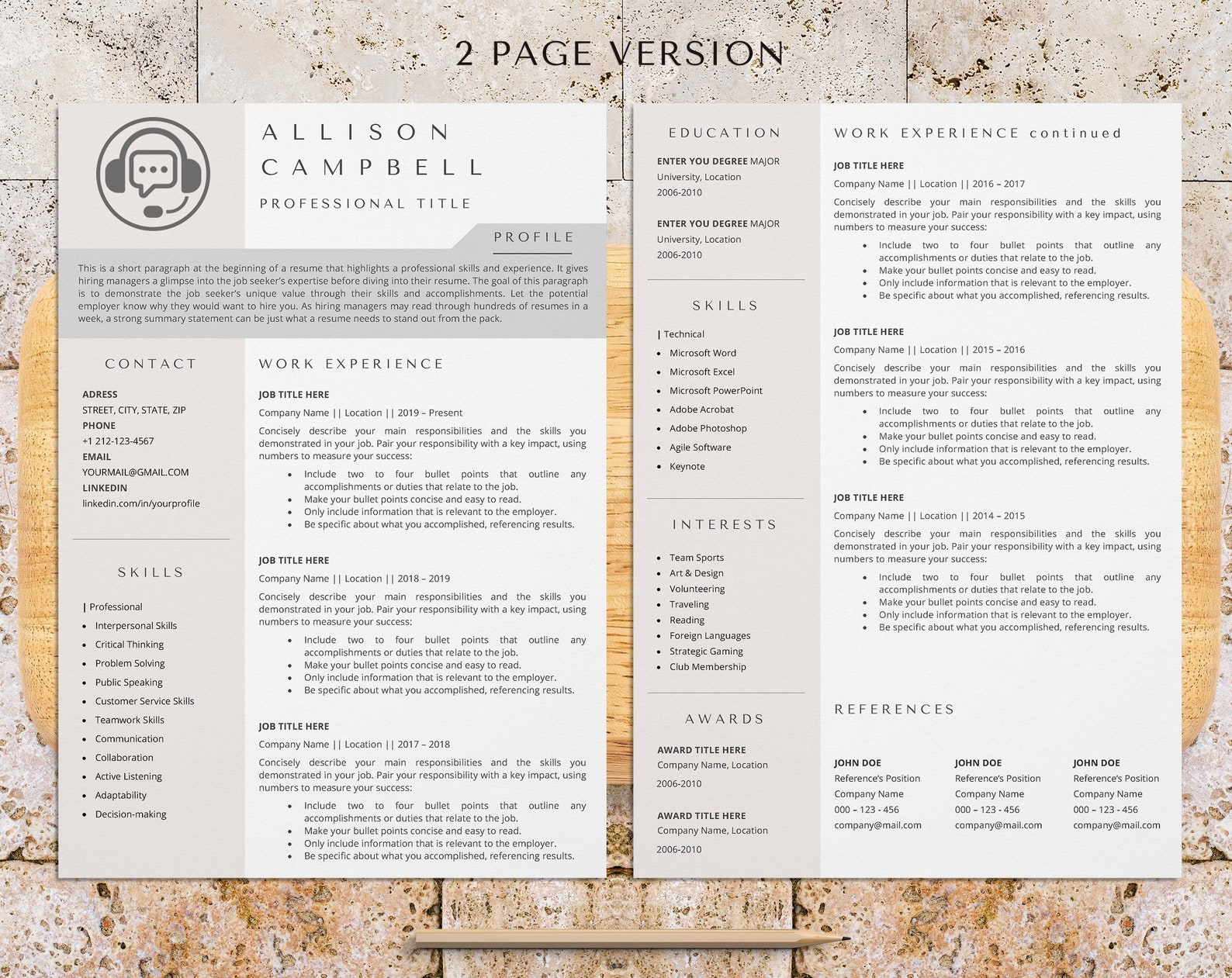 Customer Service Resume Template for Word, Call Center Resume, Tech ...