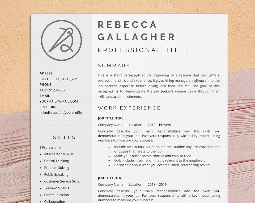 Tailor Resume Template for Word Seamstress Resume Template - Etsy