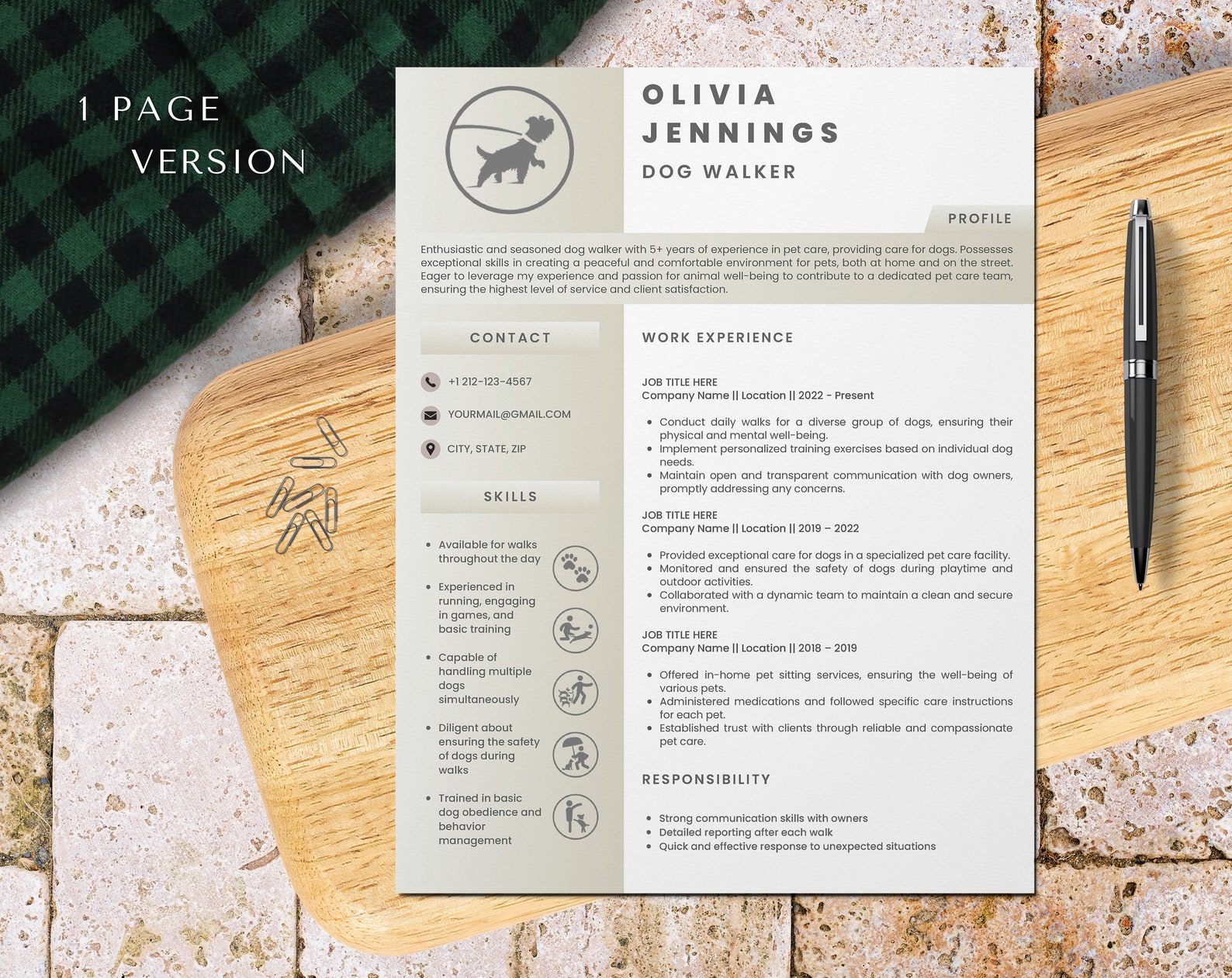 Dog Walker Resume Template for Canva, Pet Sitter, Dog Trainer, Dog ...