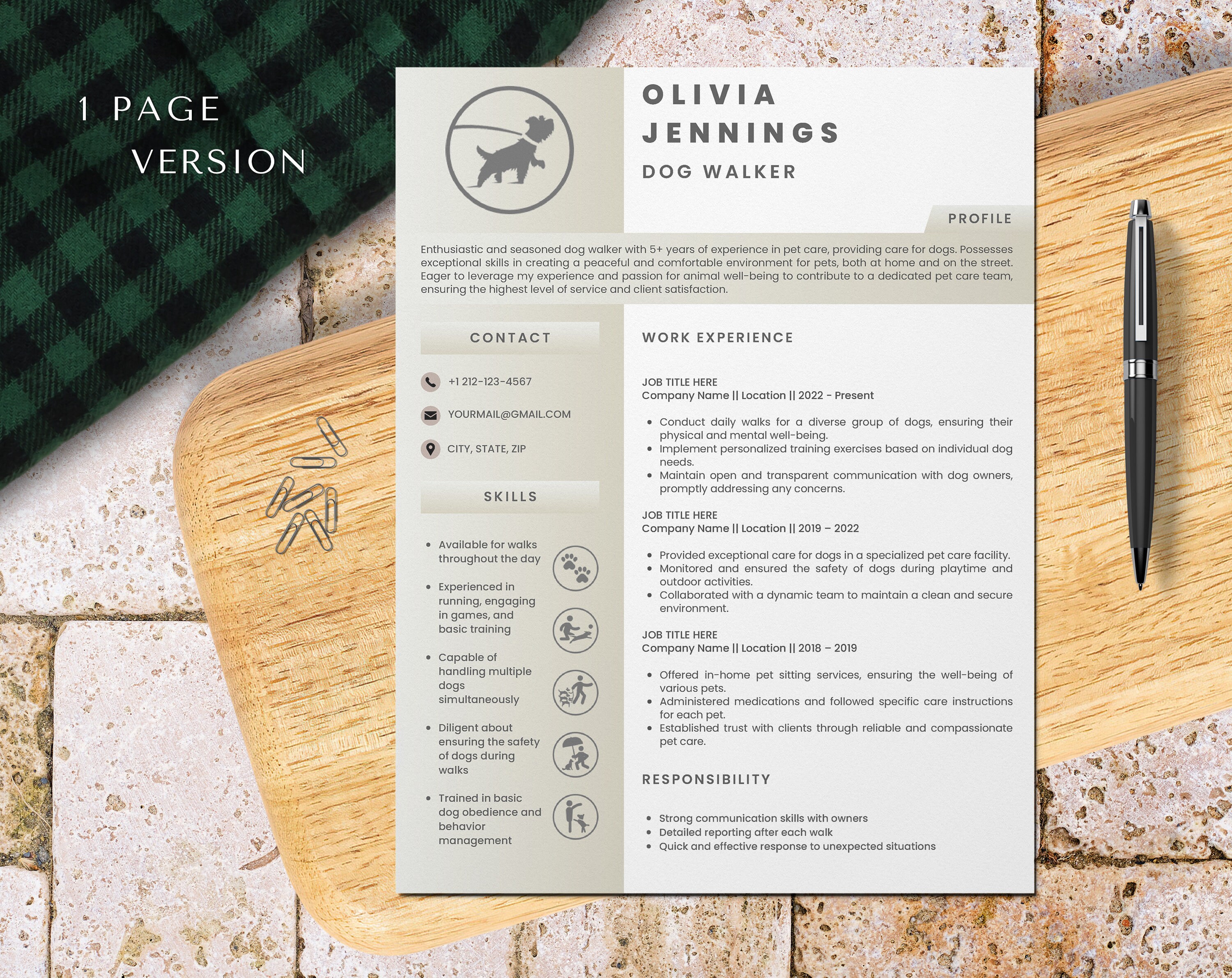 Dog Walker Resume Template for Canva, Pet Sitter, Dog Trainer, Dog ...