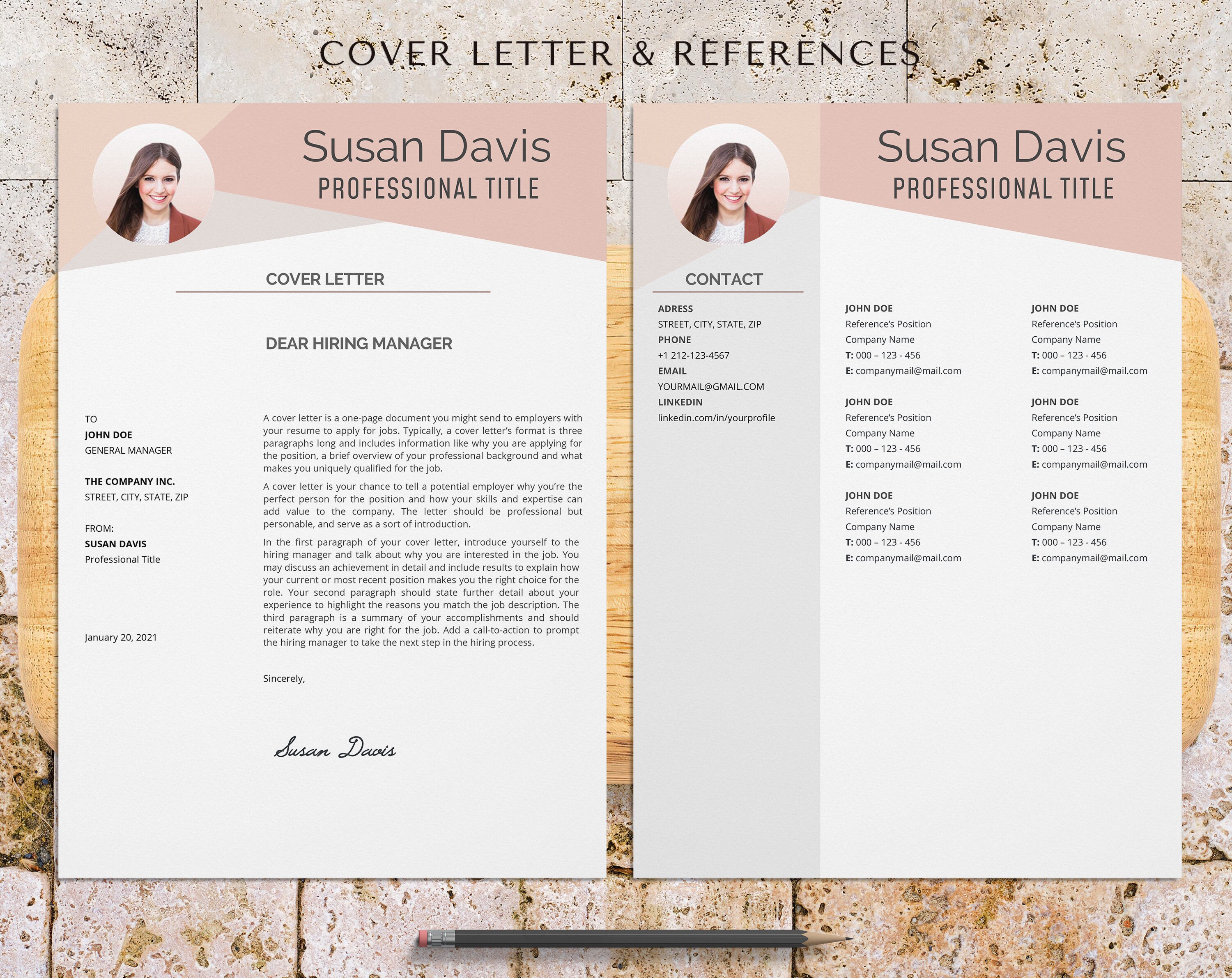 Feminine Resume Template With Photo for Word, Sorority Resume, Stay at ...