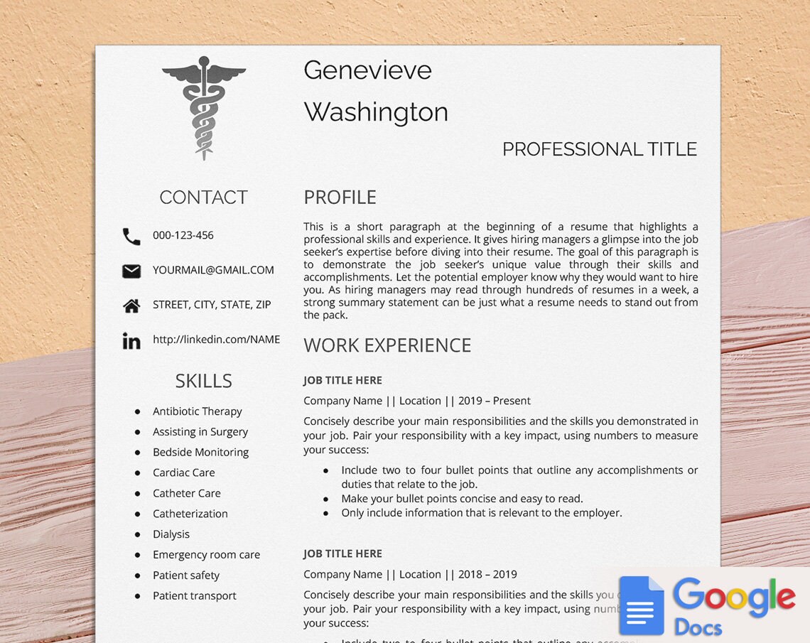Student Nurse Resume Template for Google Docs, School Nurse Resume ...