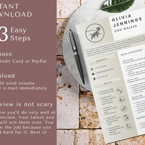 Dog Walker Resume Template for Canva, Pet Sitter, Dog Trainer, Dog ...
