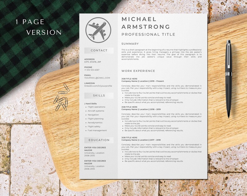 Pilot Resume Template for Canva, Aviation Resume, Airline Pilot ...