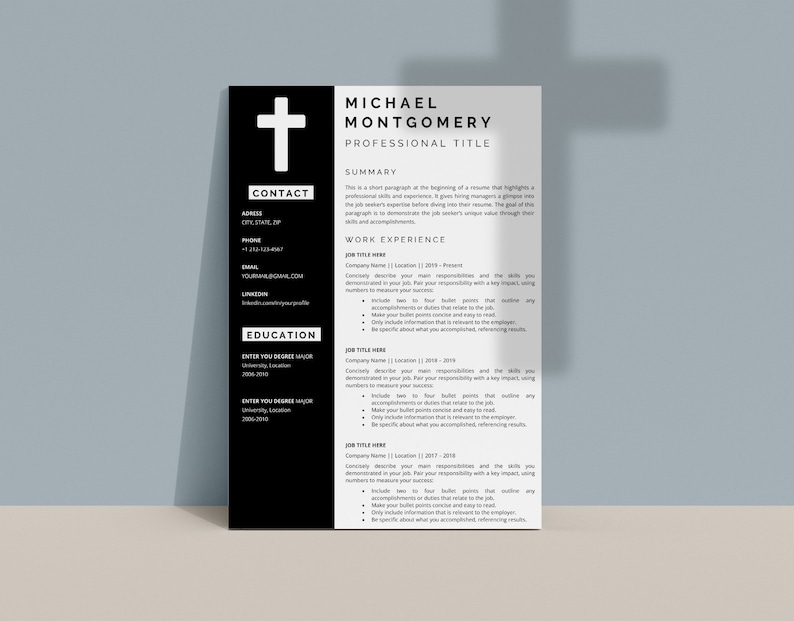 Pastor Resume Template for Word Religion Resume Church | Etsy