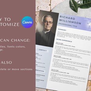 Pastor Resume Template for Canva, Religion Resume, Church Cv, Chaplain ...