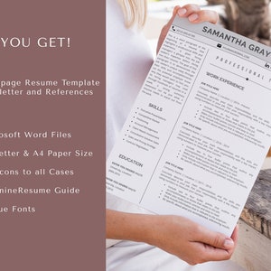 Modern Resume Template for Word, Professional, Minimalist, Basic ...