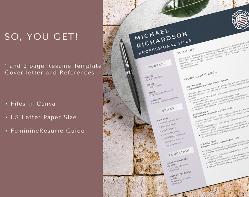 Firefighters Resume Template for Canva, Fire Investigators Cv, Fire ...