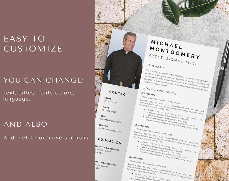 Pastor Resume Template for Word, Religion Cv, Church Cv, Chaplain ...