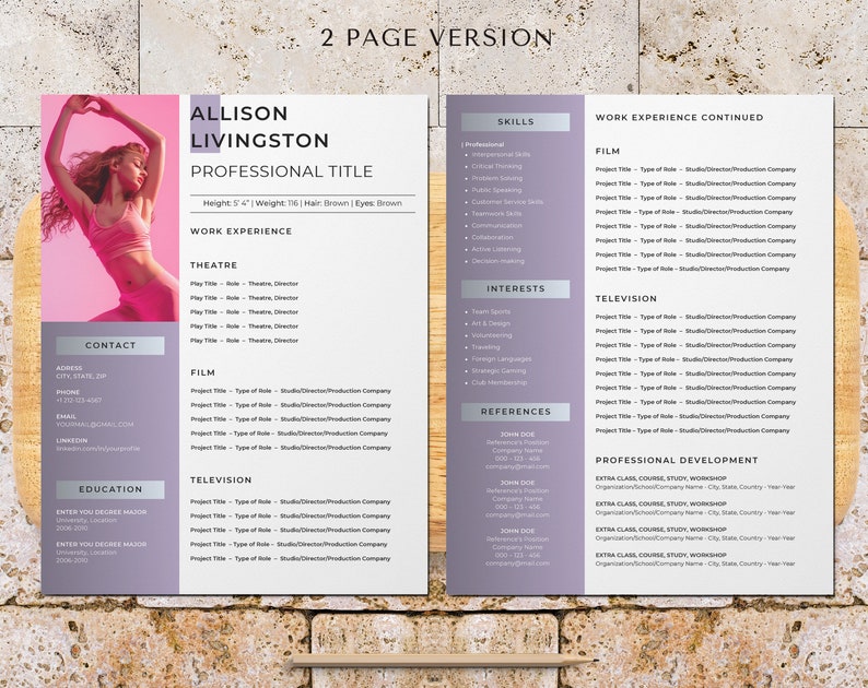 Dance Teacher Resume Template for Canva, Dance Instructor Resume ...