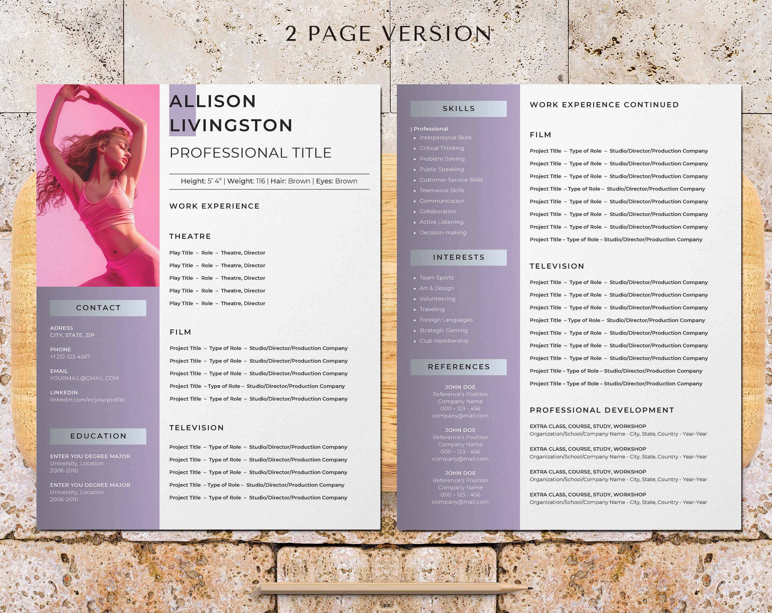 Dance Teacher Resume Template for Canva, Dance Instructor Resume ...