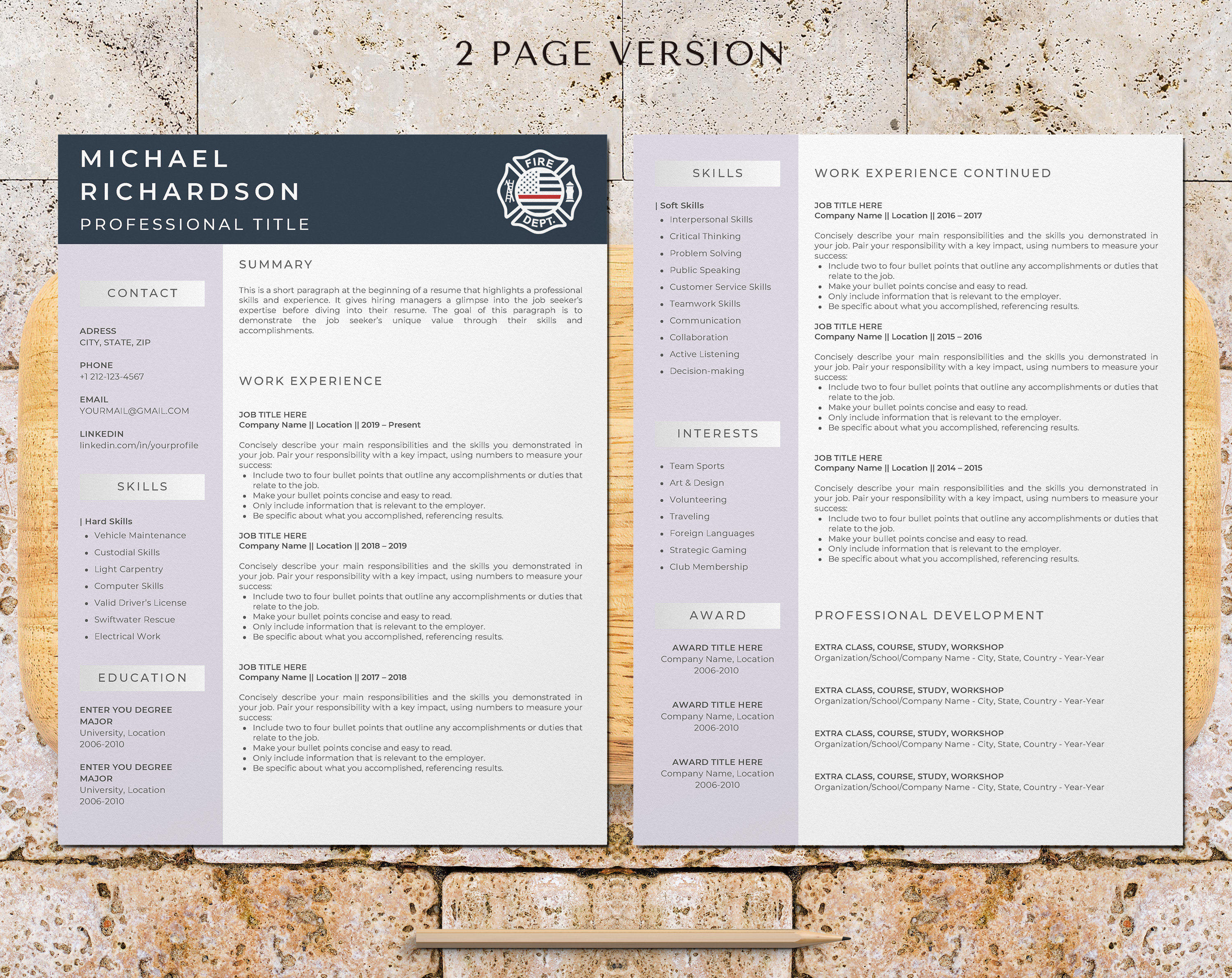 Firefighters Resume Template for Canva, Fire Investigators Cv, Fire ...