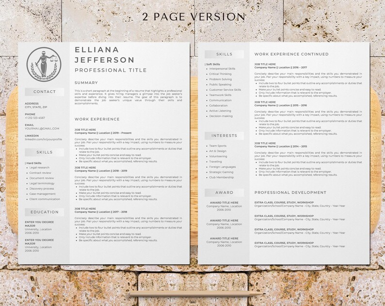 Paralegal Resume Template for Canva: Highlight Your Expertise in Law ...