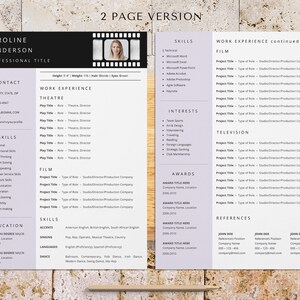 Acting Resume Template With Photo for Word: Stand Out, Empowering Actor ...