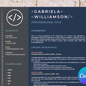Developer Resume Template for Canva: Perfect for Web and Software ...