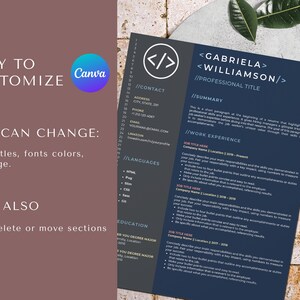 Developer Resume Template for Canva: Perfect for Web and Software ...