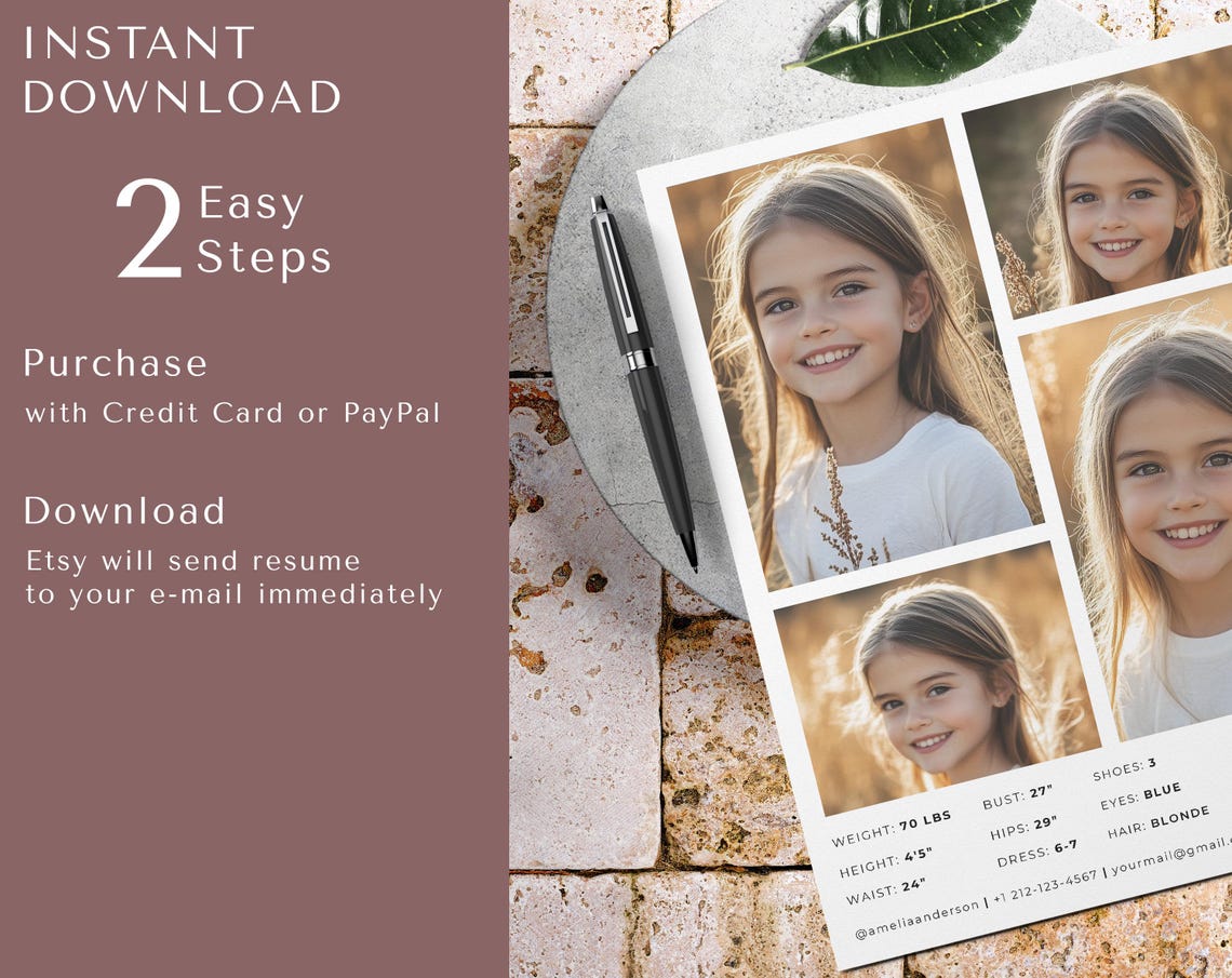 Kids Model Comp Card for Canva: Create a Professional Zed-style Child ...