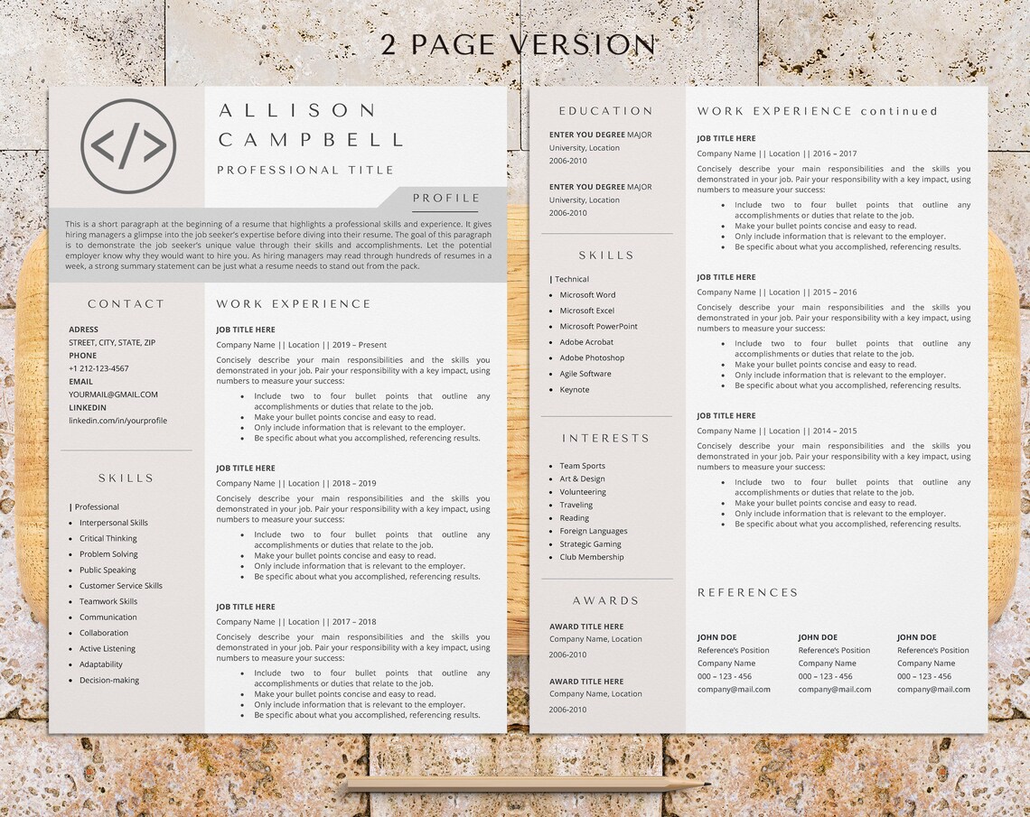 Web Developer Resume Template for Word, Programmer Resume, Software ...
