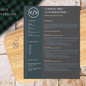 Developer Resume Template for Canva: Highlight Skills as a Web or ...