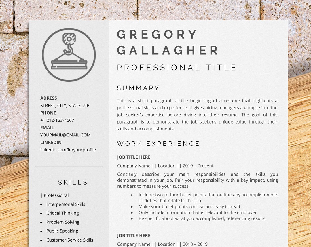 Crane Operator Resume Template for Word, Crane Mechanic Resume - Etsy