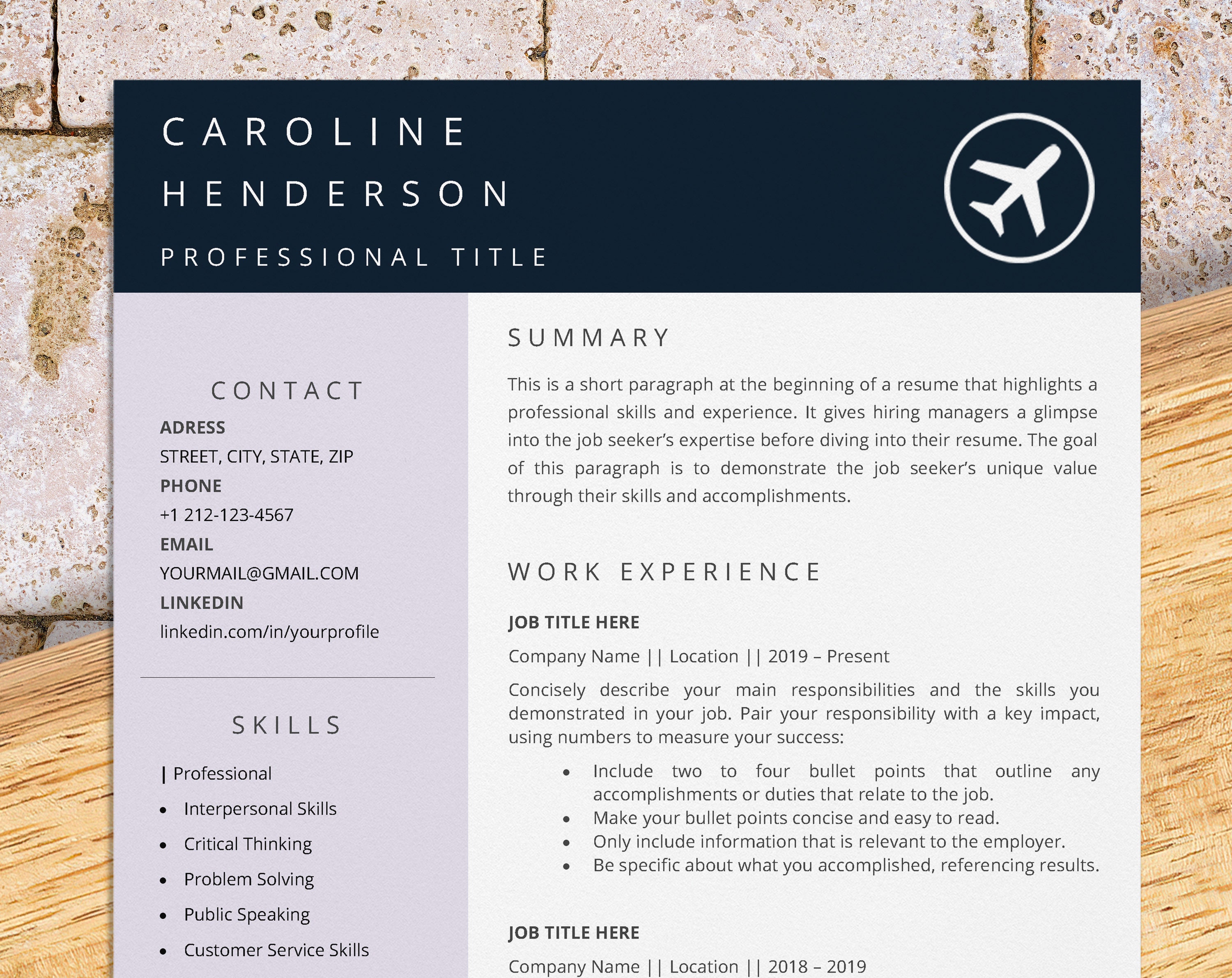 Pilot Resume Template for Word, Commercial Pilot, Airline Pilot Resume ...