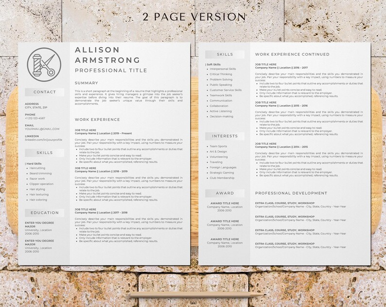 Barber Resume Template for Canva, Hairdresser, Hair Stylist, Hair ...