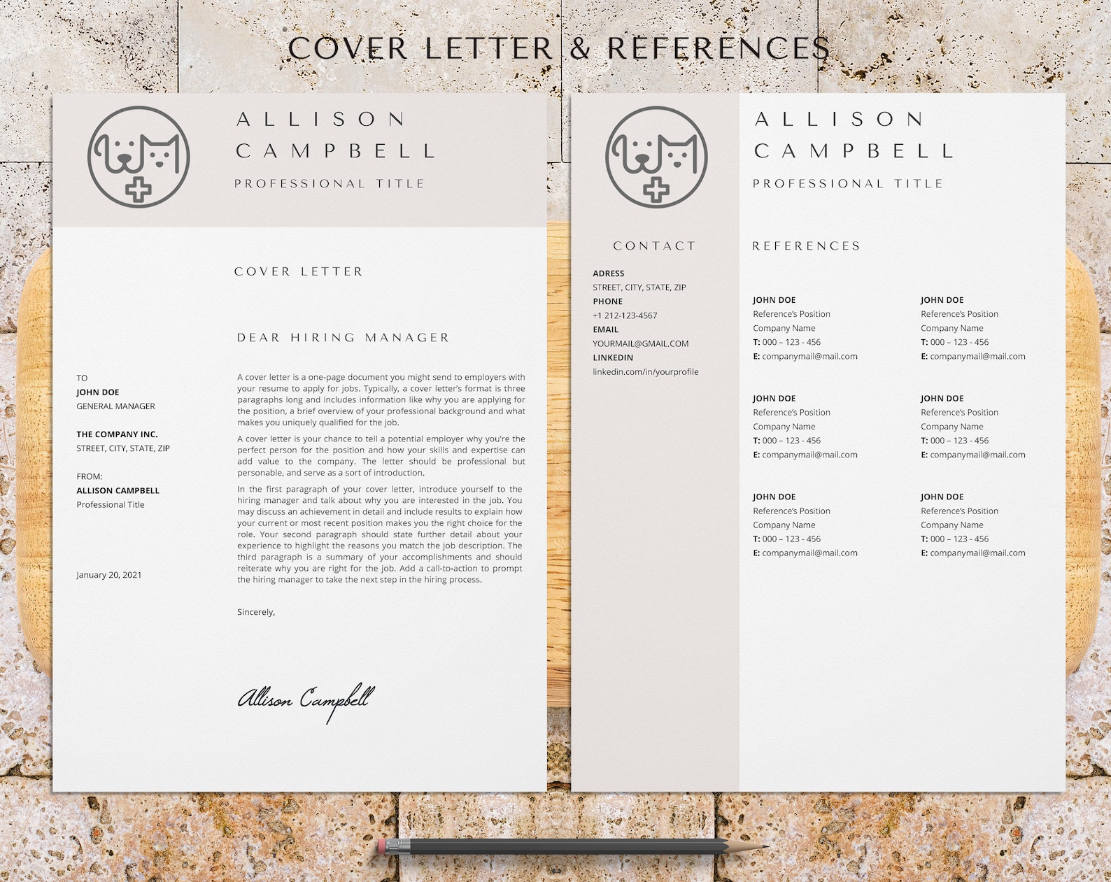 Veterinary Technician & Assistant Resume Template for Word, Veterinary ...