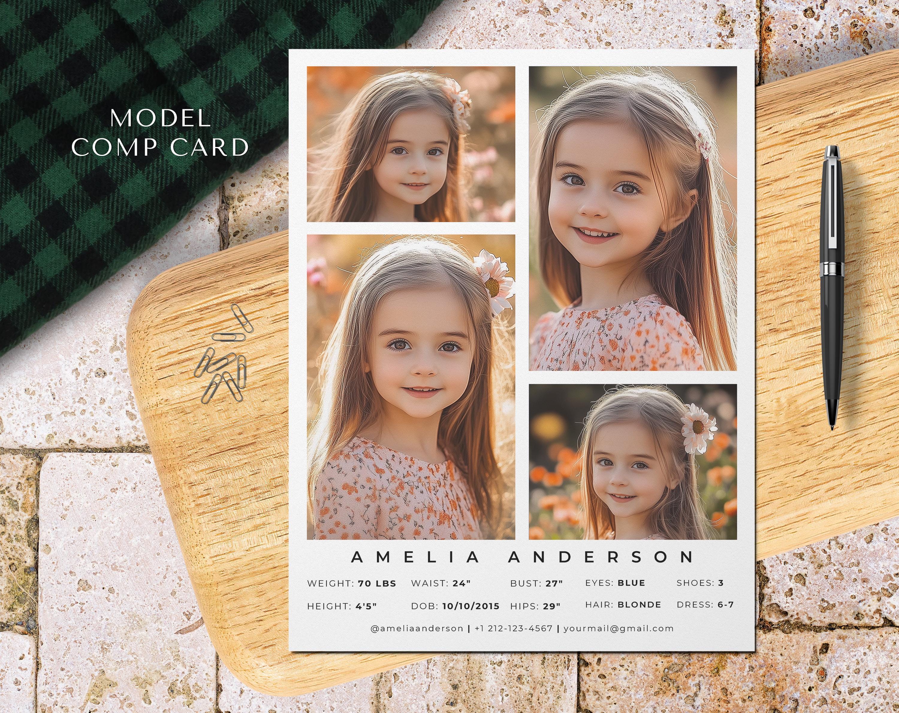Kids Model Comp Card for Canva: Design a Custom Child Talent Composite ...