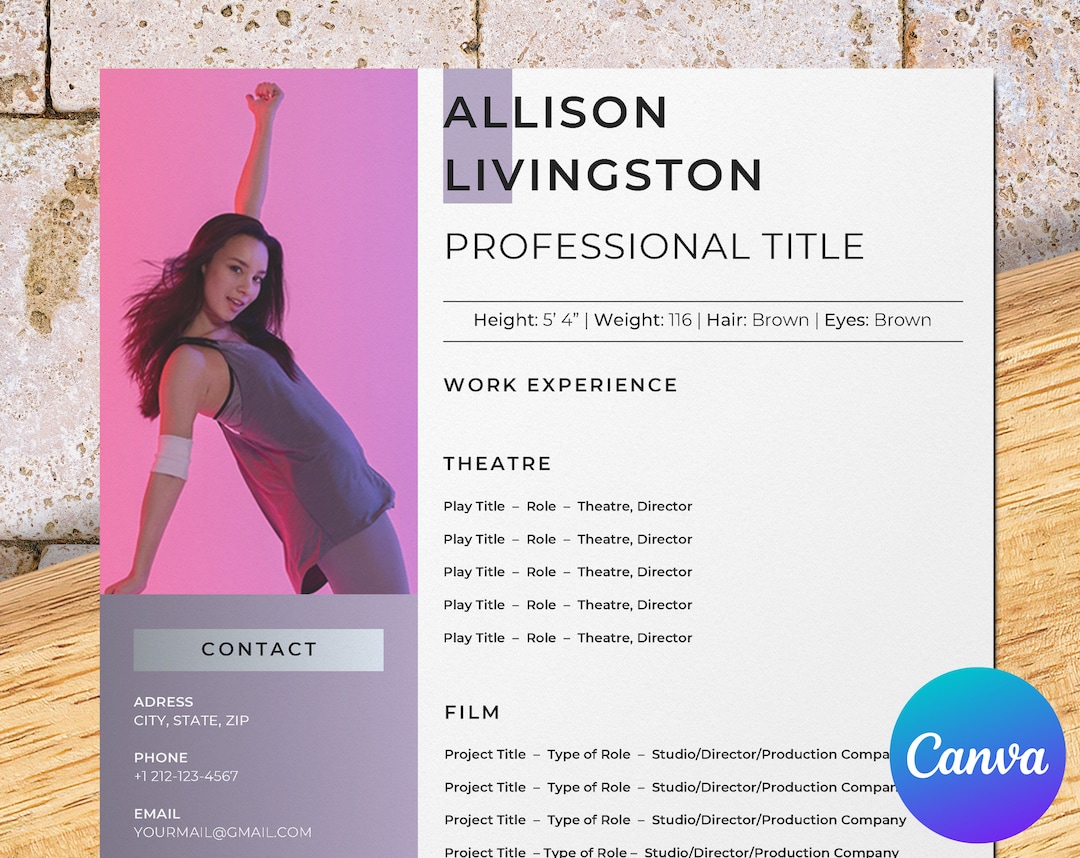 Dance Teacher Resume Template for Canva, Dance Instructor Resume ...