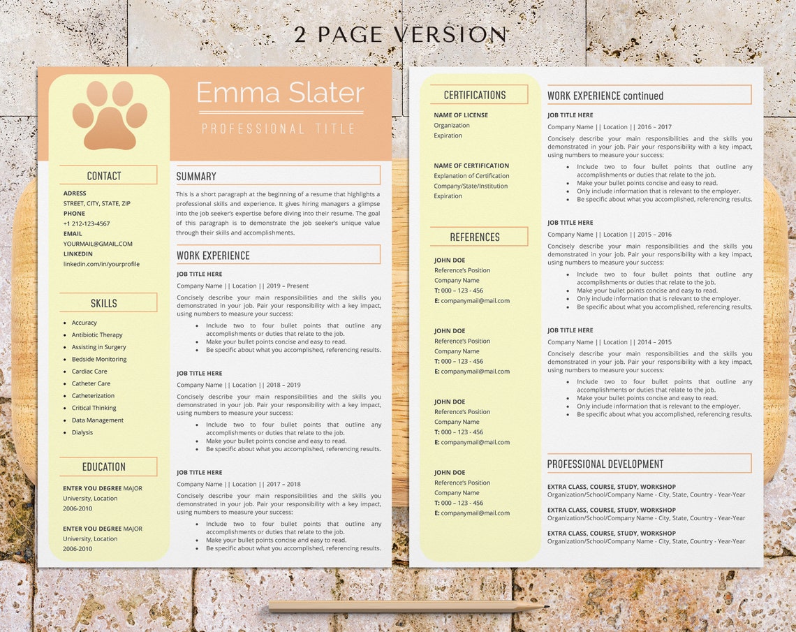 Veterinarian & Veterinary Assistant Resume Template and Cover Letter ...