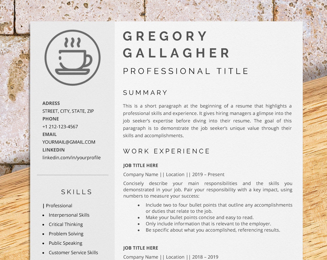 Barista Resume Template for Word, Coffee Barista Resume, Cover Letter ...