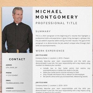 Pastor Resume Template for Word Religion Cv Church Cv - Etsy