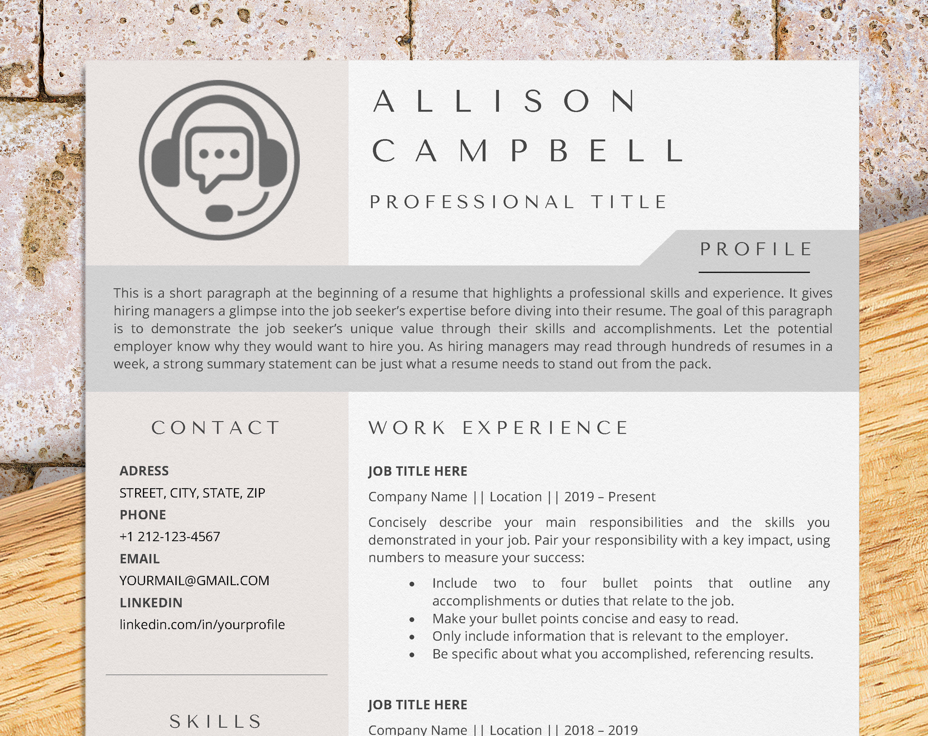 Customer Service Resume Template for Word, Call Center Resume, Tech ...