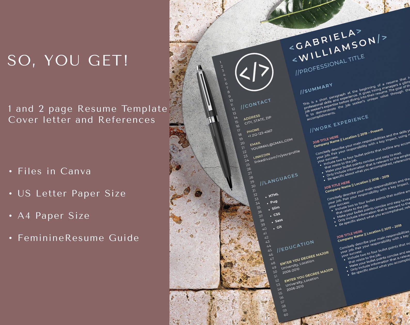 Developer Resume Template for Canva: Perfect for Web and Software ...