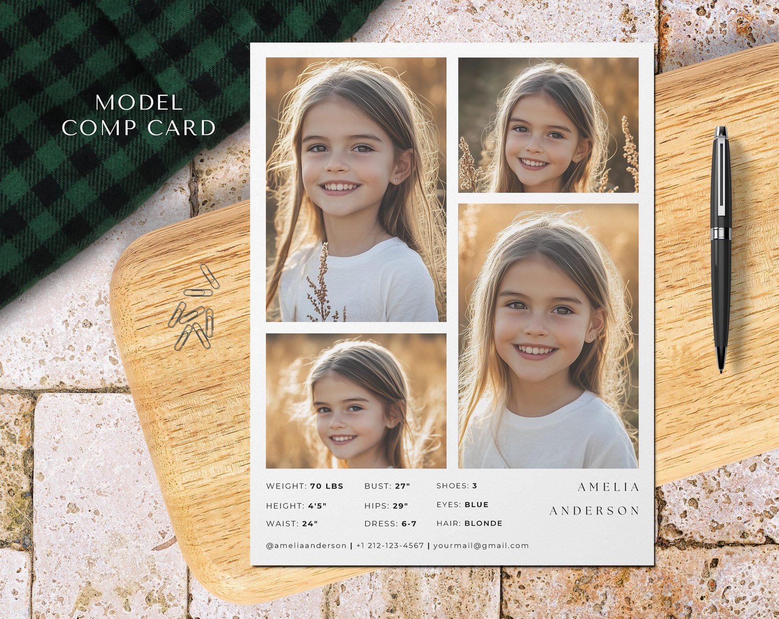 Kids Model Comp Card for Canva: Create a Professional Zed-style Child ...